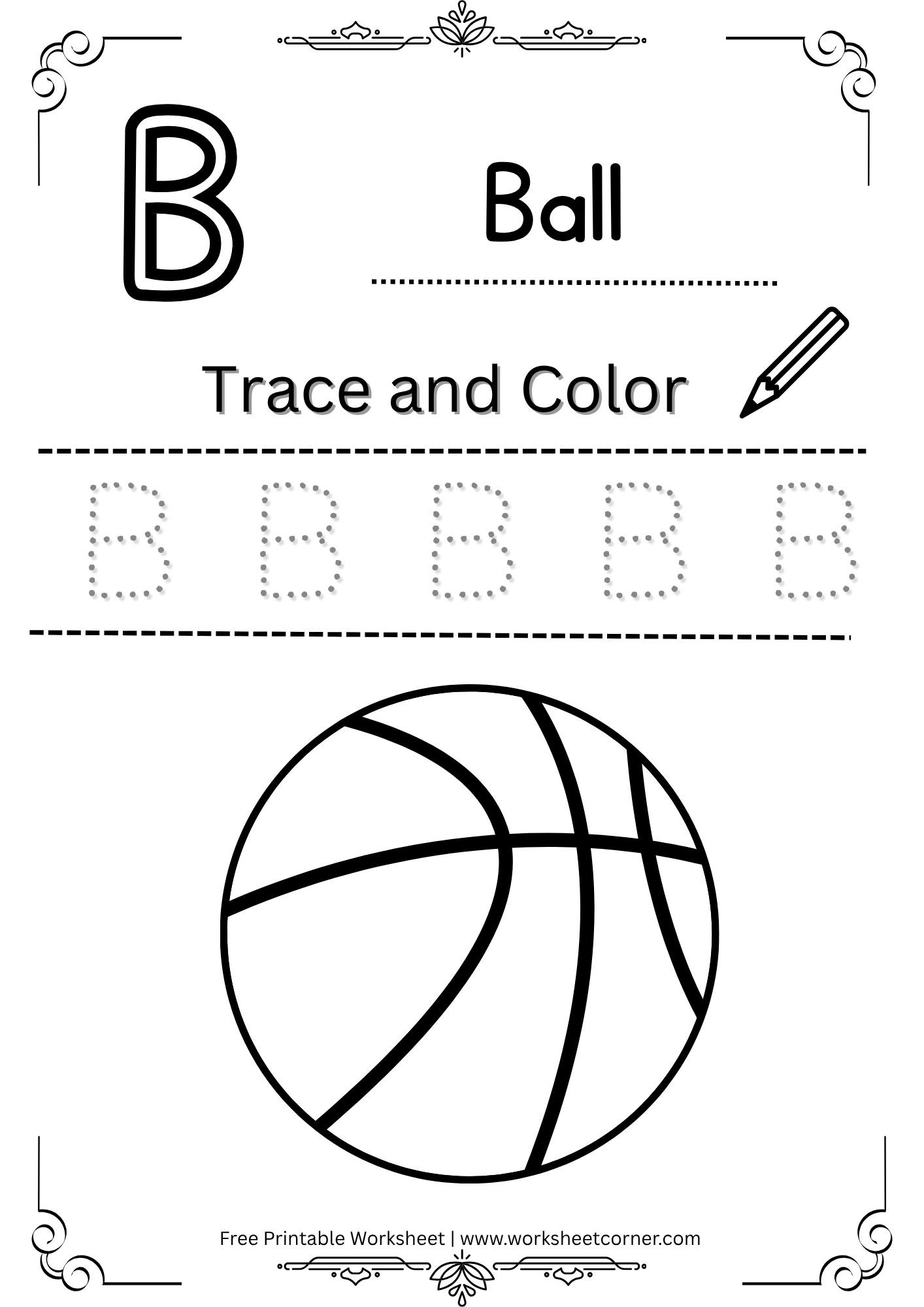 Letter B Tracing Worksheet for Nursery (Free PDF) - Worksheet Corner