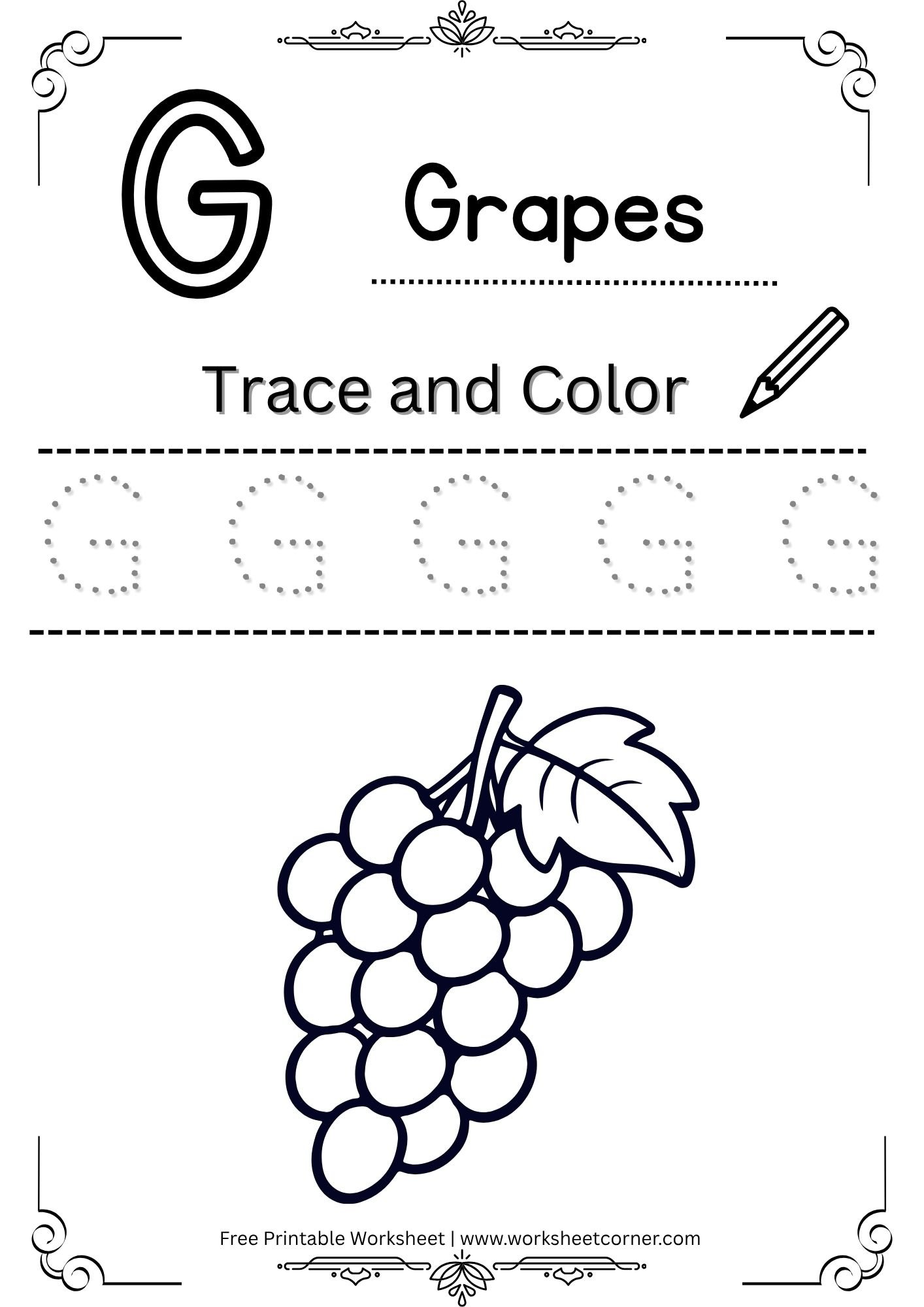 Letter G Tracing Worksheet for Nursery (Free PDF) - Worksheet Corner
